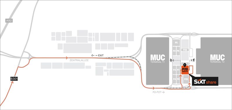 Car sharing Munich airport from 0,09 €/min | SIXT share